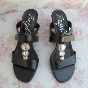 Brighton Shoes | Signature Black Heel Leather Sandals | Poshmark